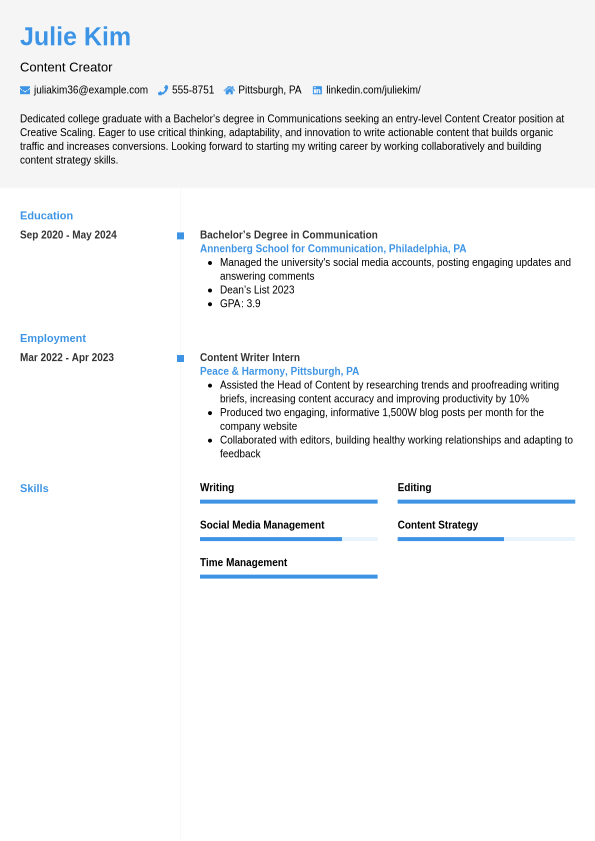 College Resume Examples & Writing Tips - CVwizard