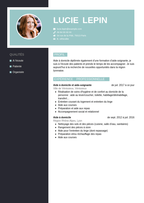 Exemple de CV aide à domicile (ménagère) - CVwizard