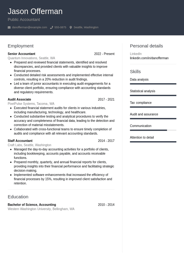Accountant Resume Examples and Tips - CVwizard