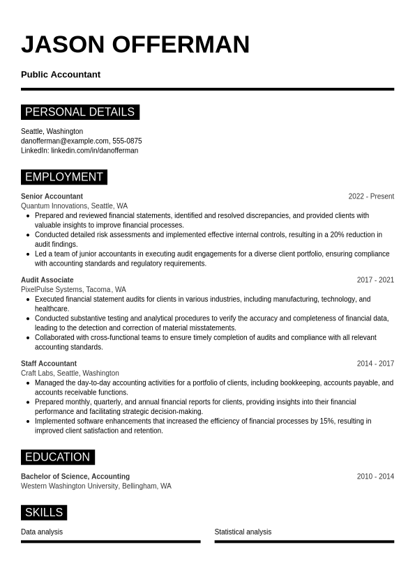 Accountant Resume Examples and Tips - CVwizard