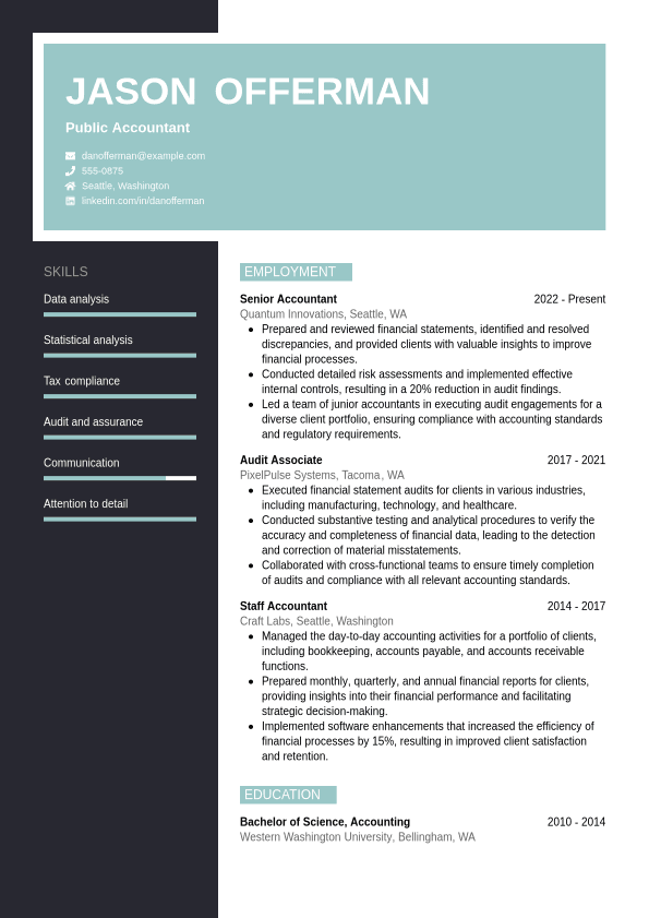 Accountant Resume Examples and Tips - CVwizard