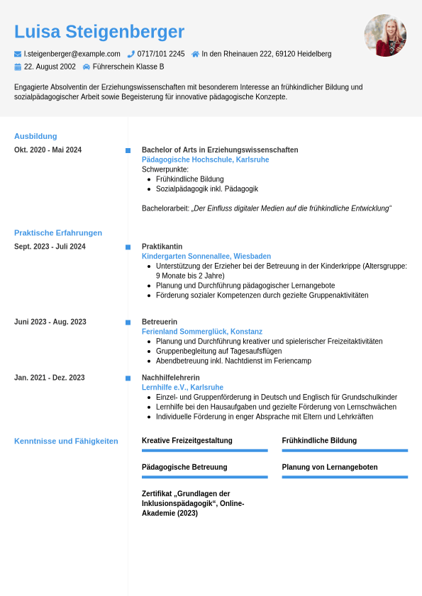 Lebenslauf-Beispiel für Studenten 2025 - CVwizard