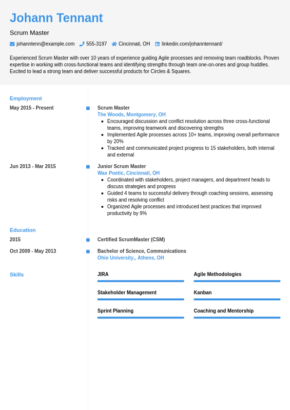 Scrum Master Resume Examples & Writing Tips - CVwizard
