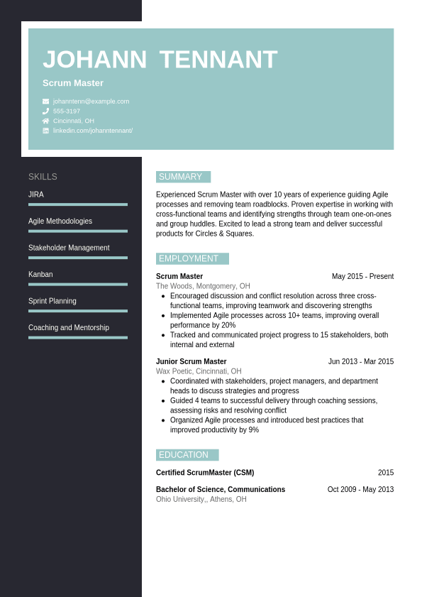 Scrum Master Resume Examples & Writing Tips - CVwizard