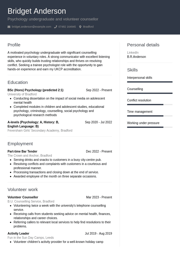 Student CV Example - CVwizard