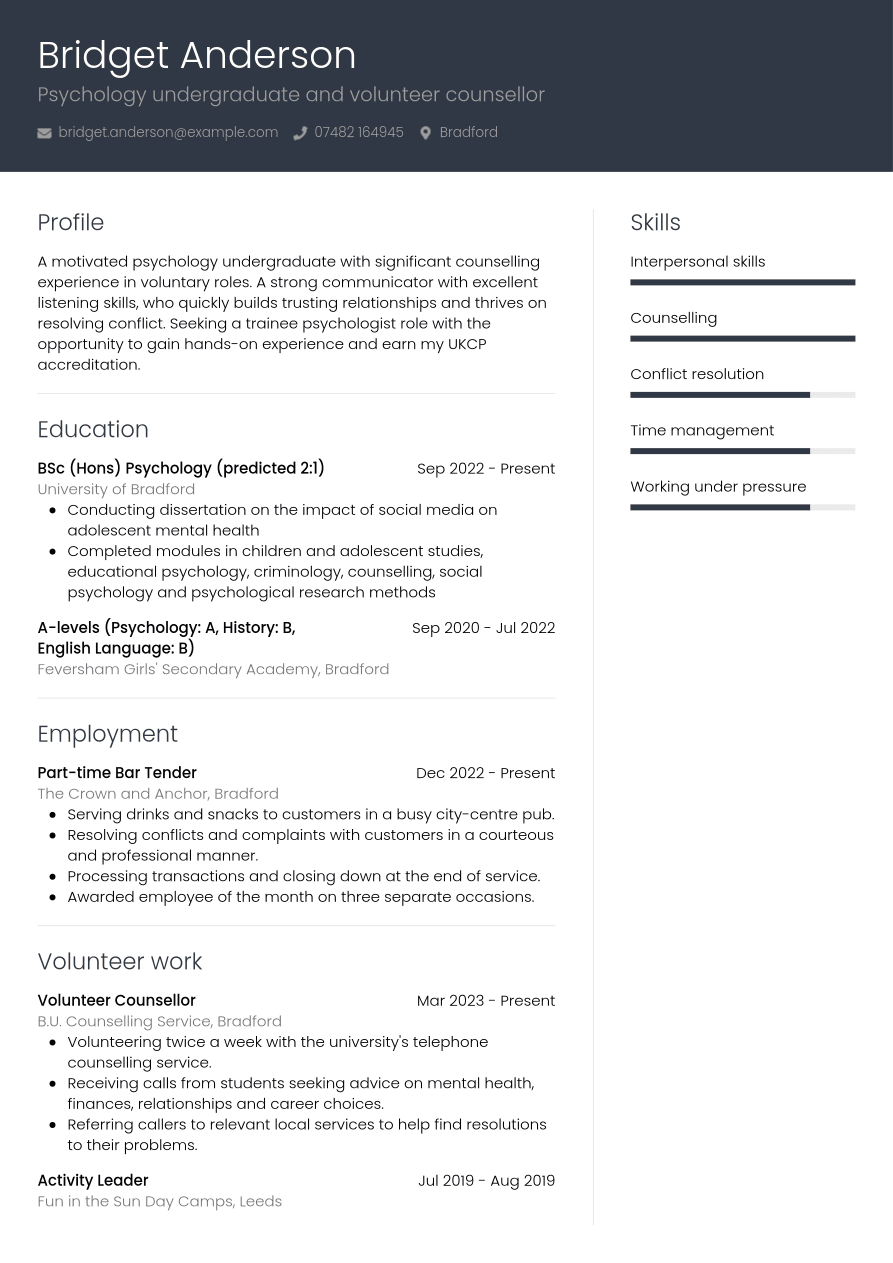 Student CV Example - CVwizard