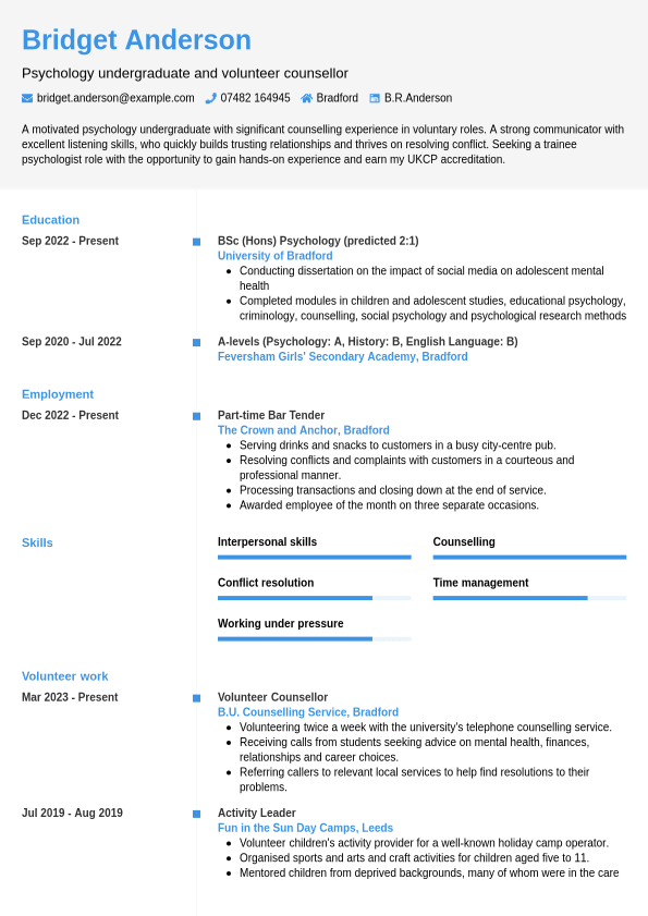 Student CV Example - CVwizard