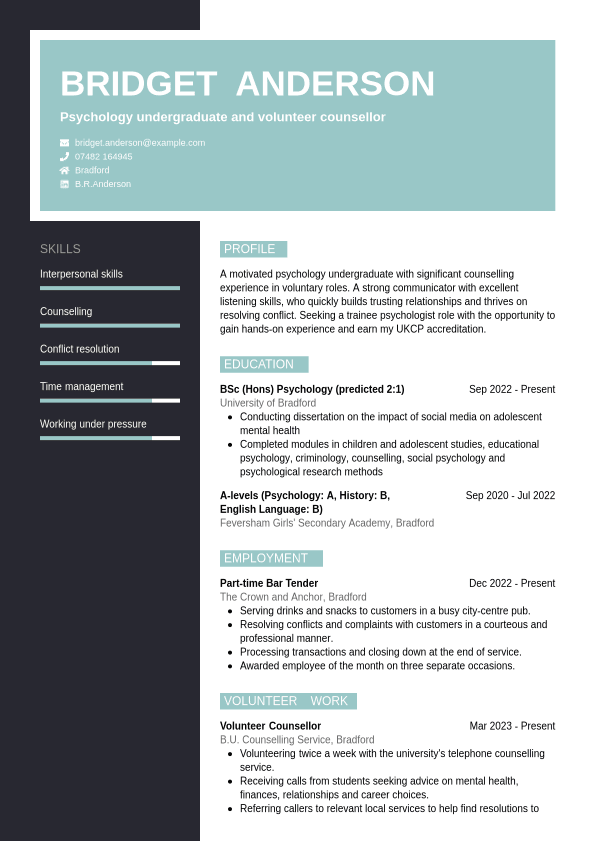 Student CV Example - CVwizard