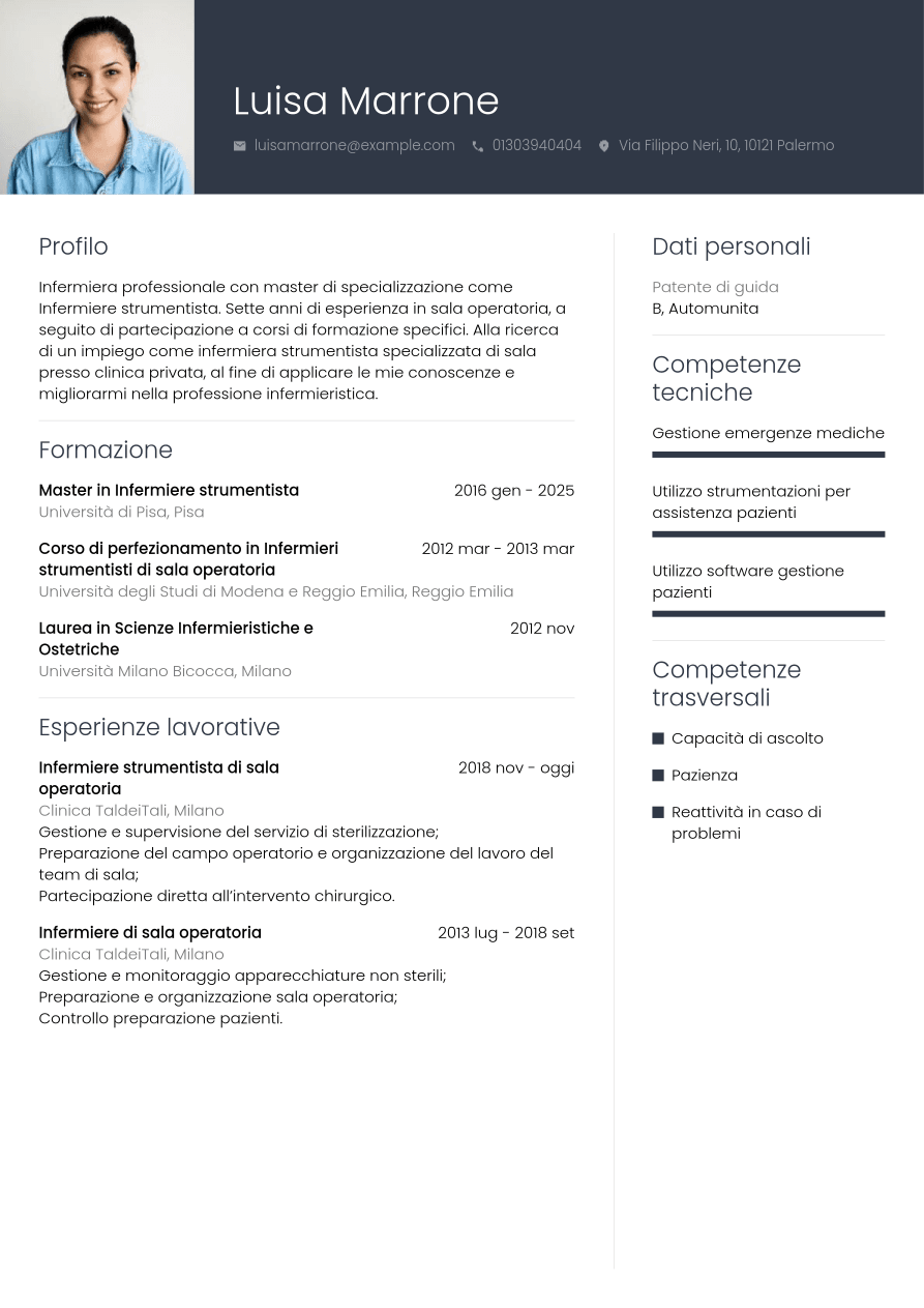 Esempio curriculum infermiere - CVwizard