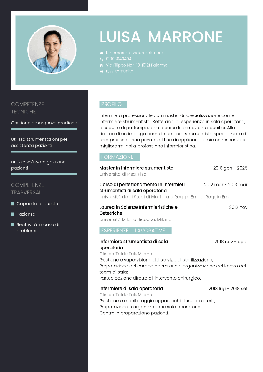 Esempio curriculum infermiere - CVwizard