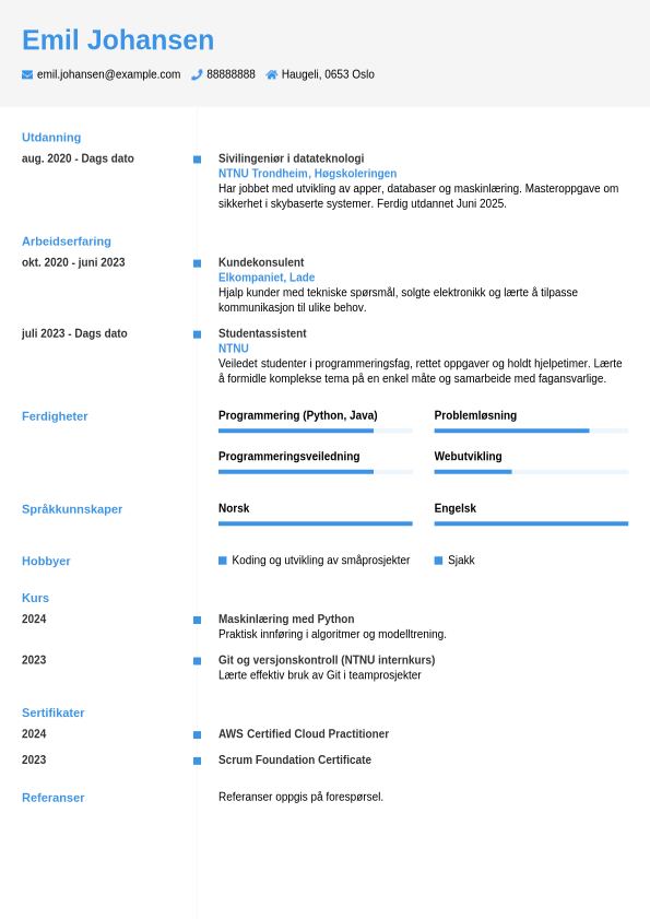 Student CV eksempler for 2025 - CVwizard