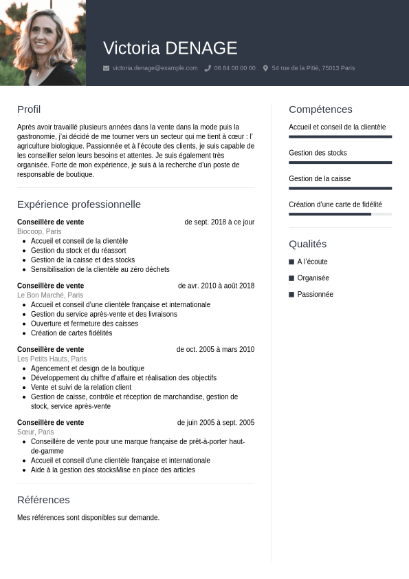 Exemple de CV vendeuse / vendeur - CVwizard