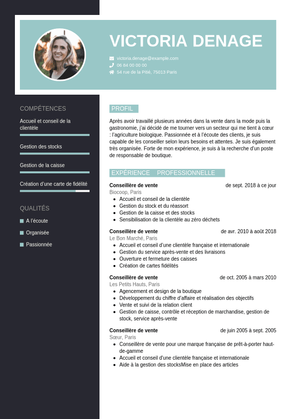Exemple de CV vendeuse / vendeur - CVwizard