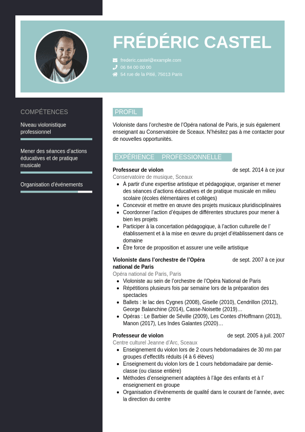 Exemple de CV musicien (artiste) - CVwizard