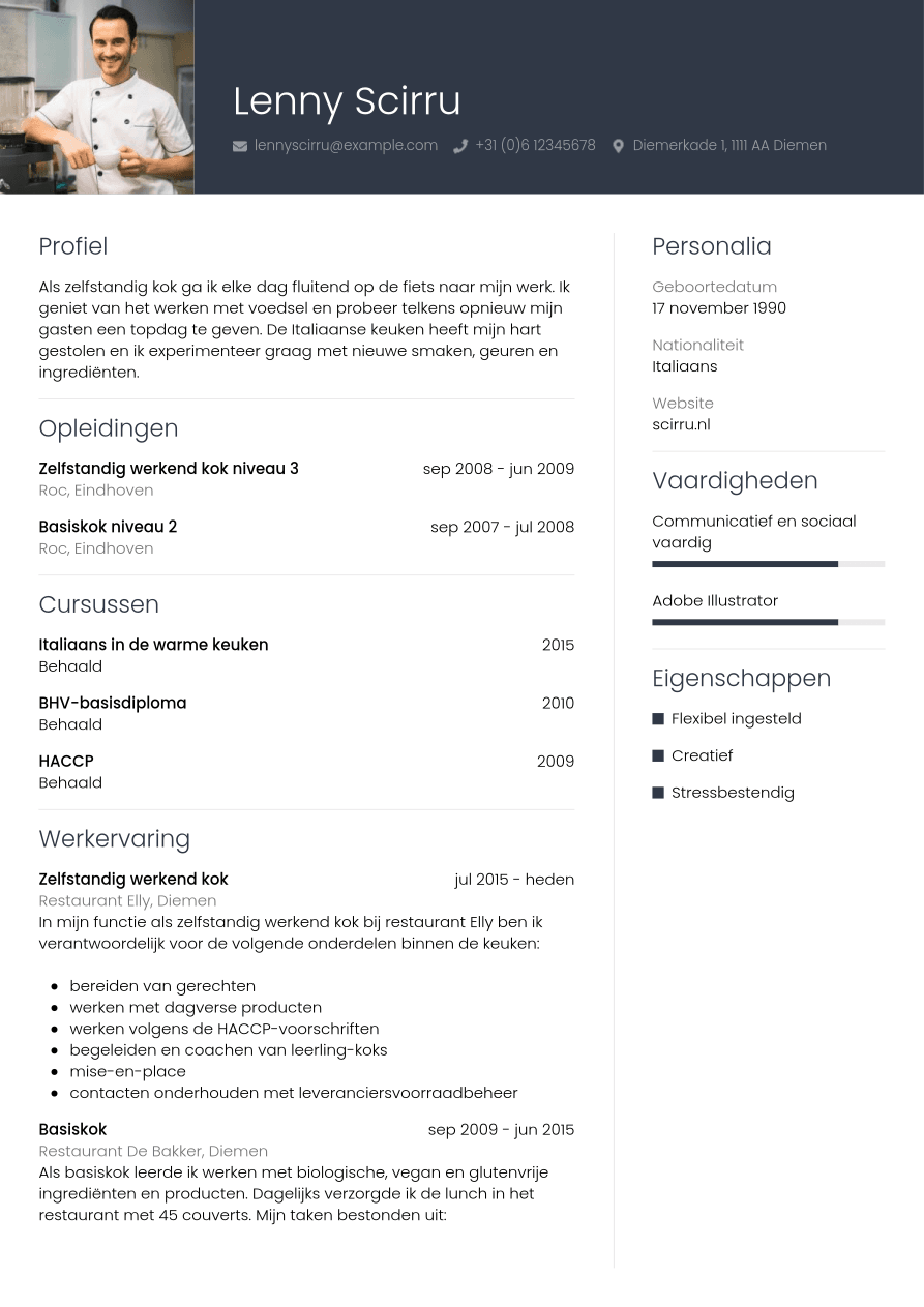 CV voorbeeld kok - CVwizard
