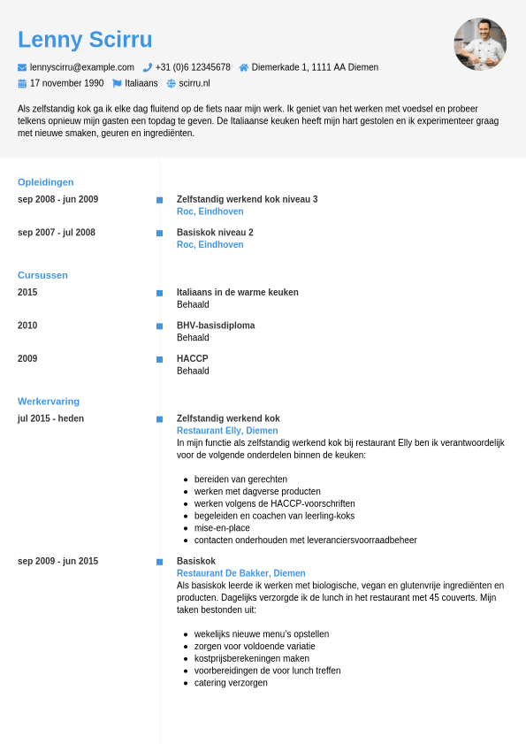 CV voorbeeld kok - CVwizard