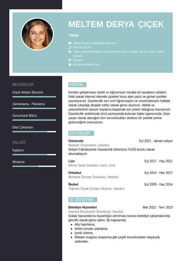 Öğrenci CV Örnekleri (2025) - CVwizard