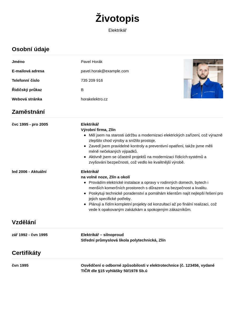 Vzory životopisů - CVwizard