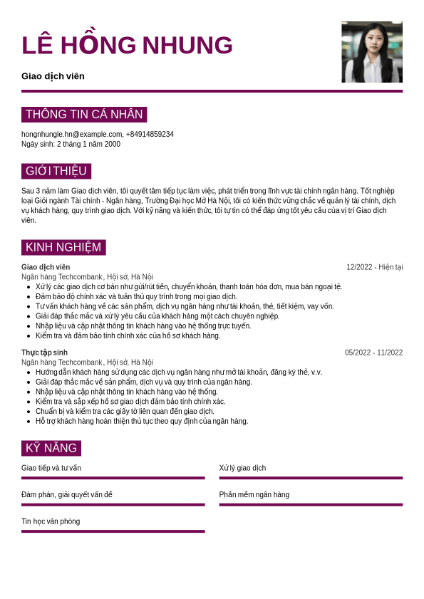 Mẫu CV và Bố cục CV chuyên nghiệp - CVwizard