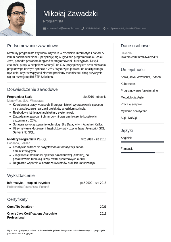 CV Programisty – przykład + poradnik - CVwizard