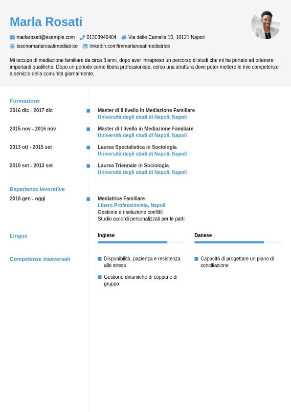 Esempio curriculum mediatore familiare - CVwizard