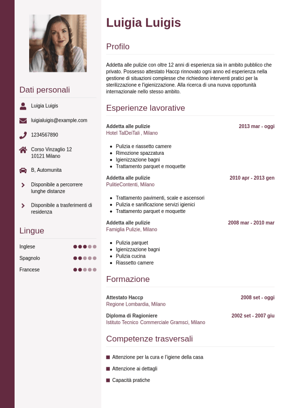 Modelli e layout di CV - CVwizard