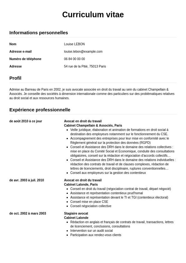 Exemple de CV pour chaque profession - CVwizard