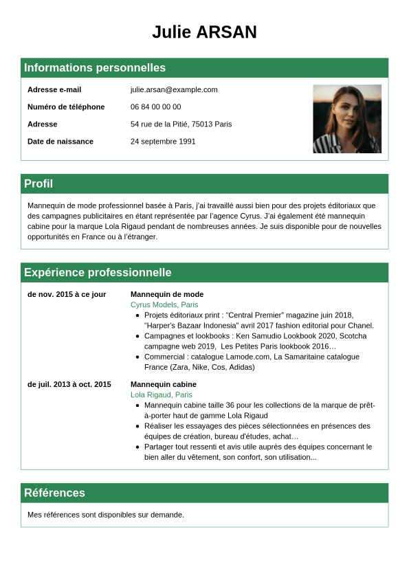 Exemple de CV pour chaque profession - CVwizard