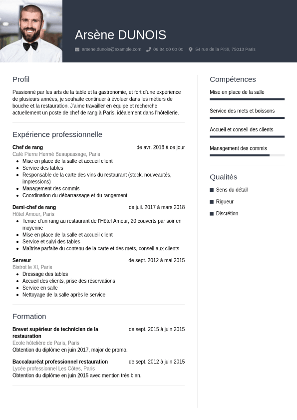 Exemple de CV serveuse / serveur - CVwizard