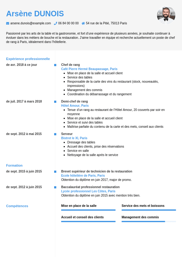 Exemple de CV serveuse / serveur - CVwizard