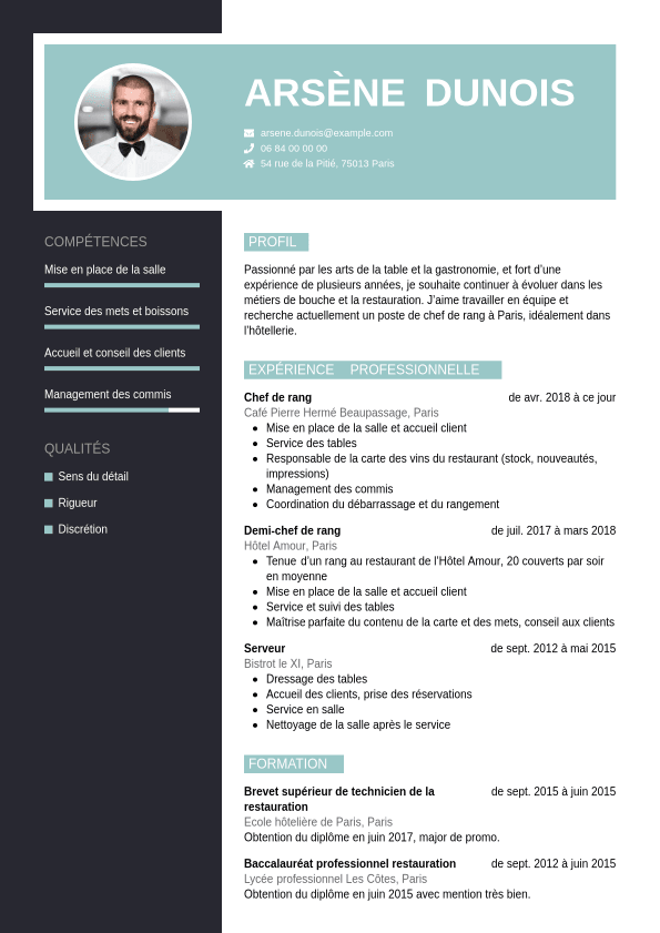 Exemple de CV serveuse / serveur - CVwizard