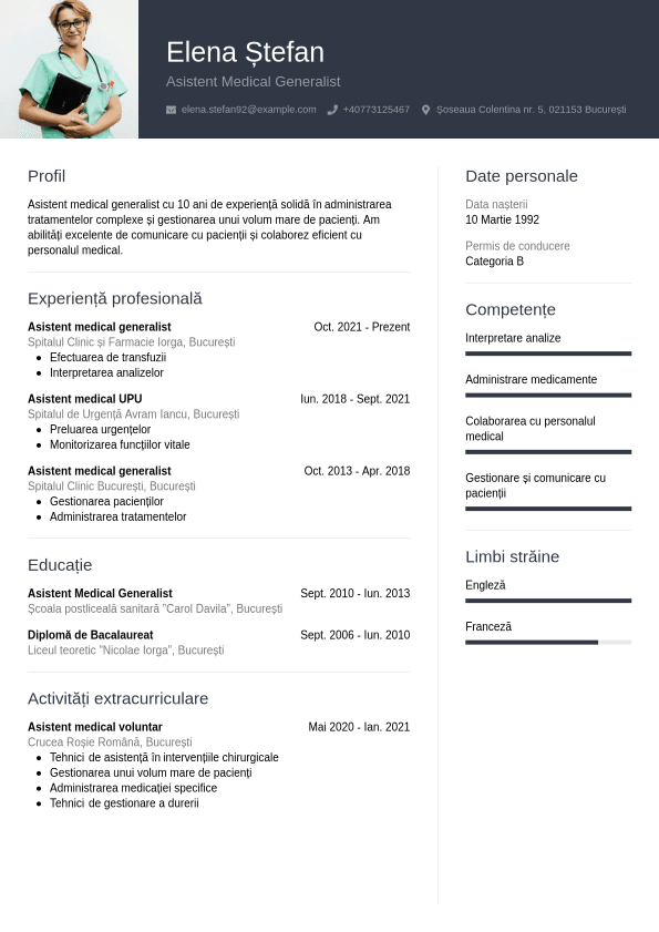 Exemple de CV-uri de asistent medical - CVwizard