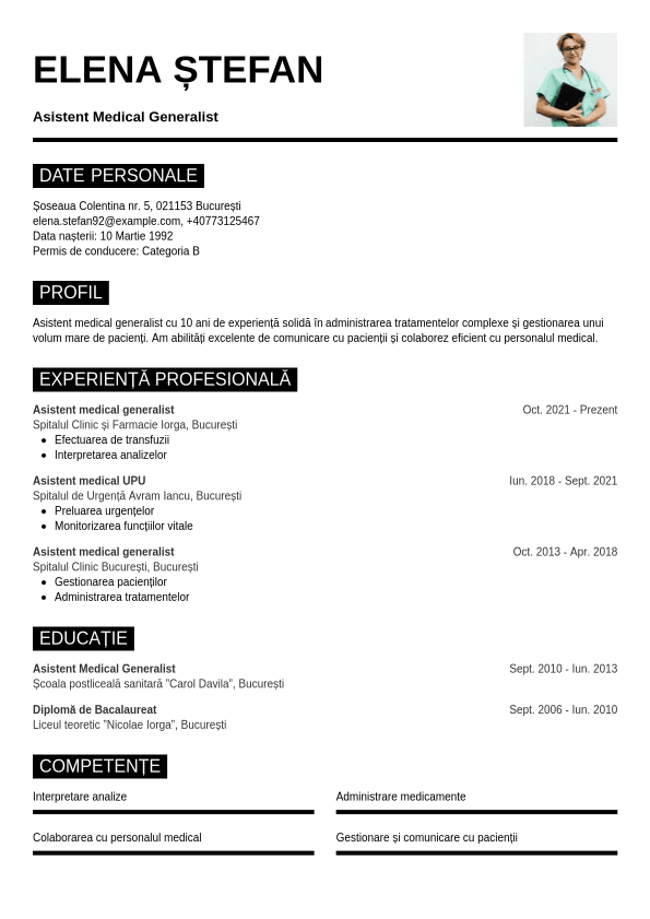 Exemple de CV-uri de asistent medical - CVwizard