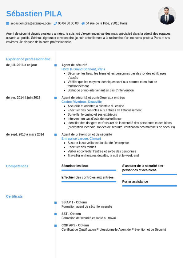 Exemple de CV agent de sécurité - CVwizard