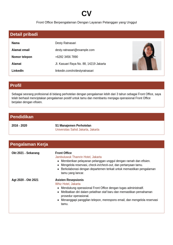 Contoh dan Template CV - CVwizard