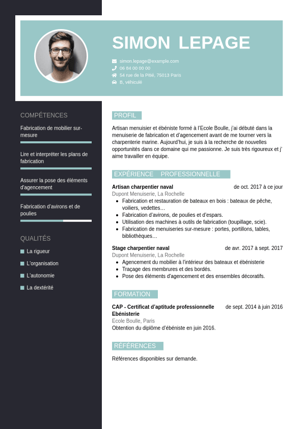 Exemple de CV menuisier - CVwizard