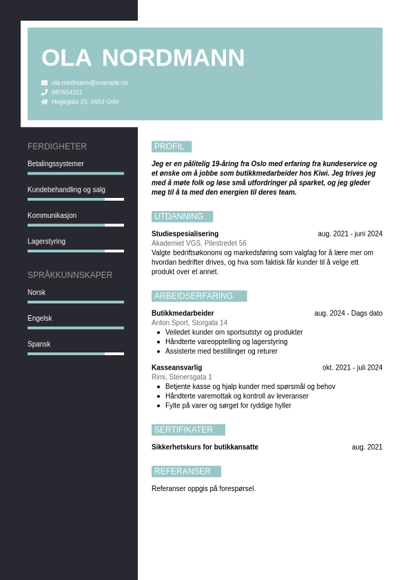 Student CV eksempler for 2025 - CVwizard