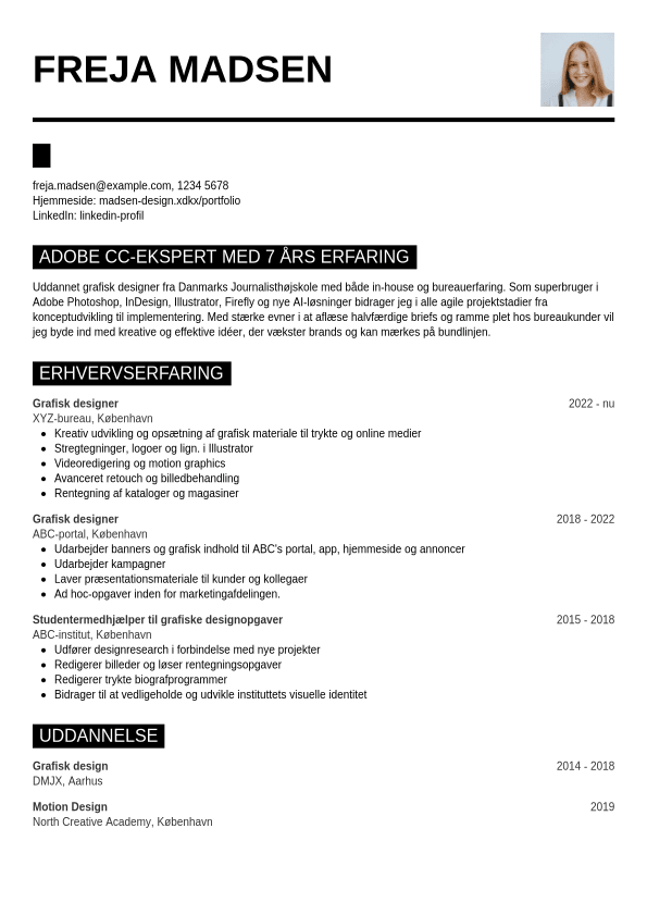 Grafisk designer CV-eksempel - CVwizard
