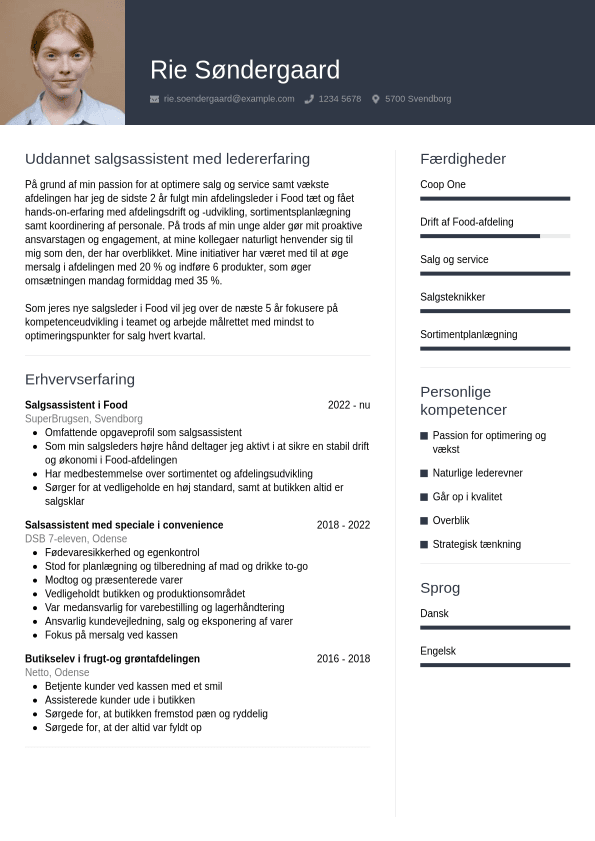 Salgsassistent CV-eksempel - CVwizard
