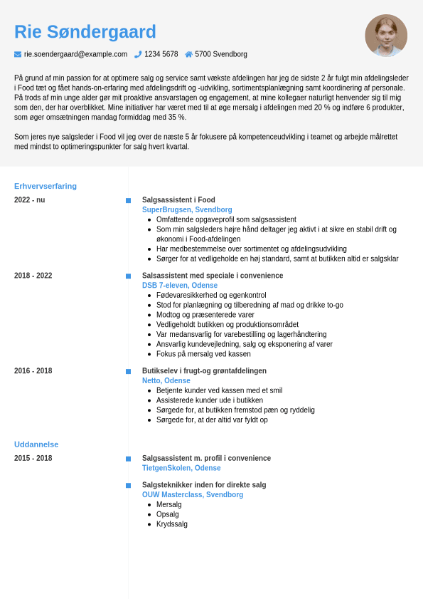 Salgsassistent CV-eksempel - CVwizard