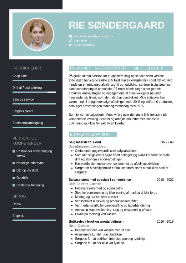 Salgsassistent CV-eksempel - CVwizard