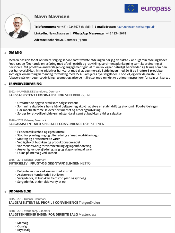 Europass-CV: Standarden for CV’er i EU - CVwizard