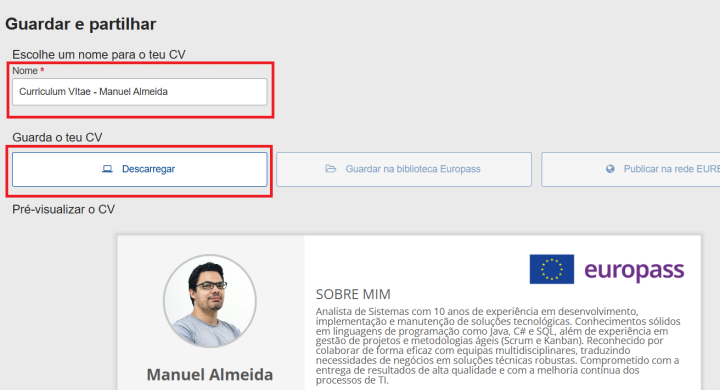 Crie um Europass CV fantástico! - CVwizard