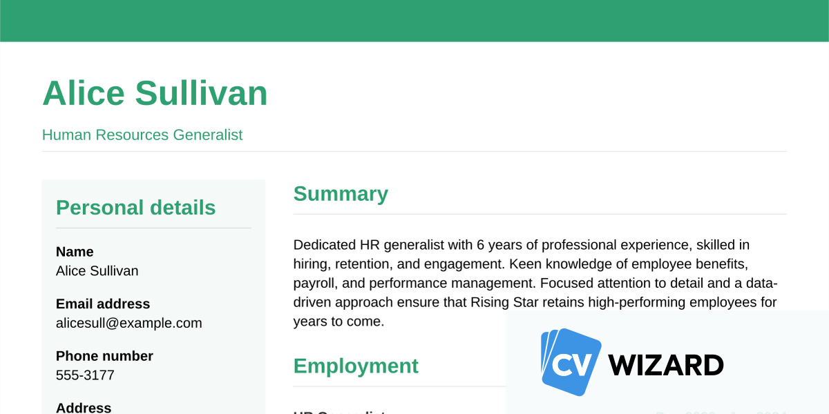 Human Resources Resume Examples and Tips - CVwizard