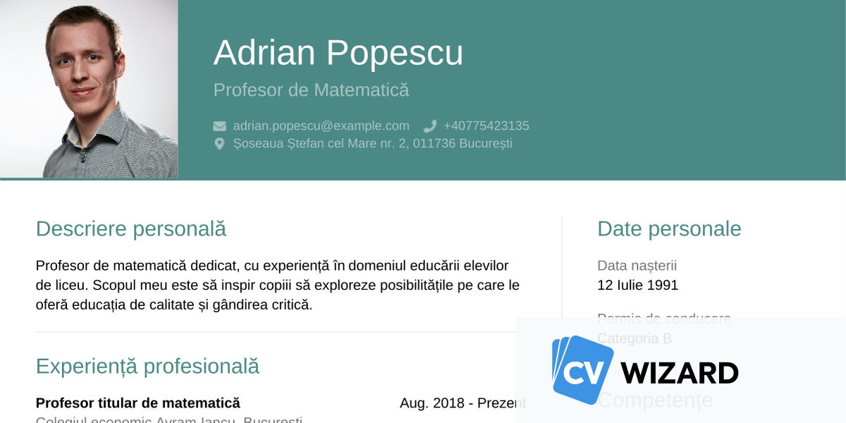 Exemple de CV-uri pentru profesori - CVwizard