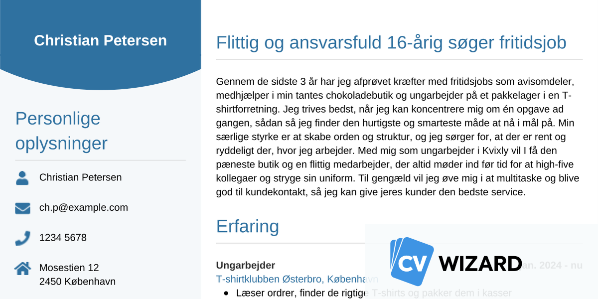 Ungarbejder- og fritidsjob CV-eksempel - CVwizard