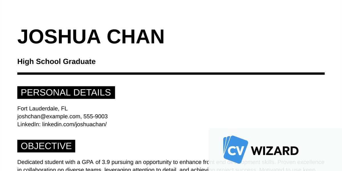 Student Resume Example - CVwizard