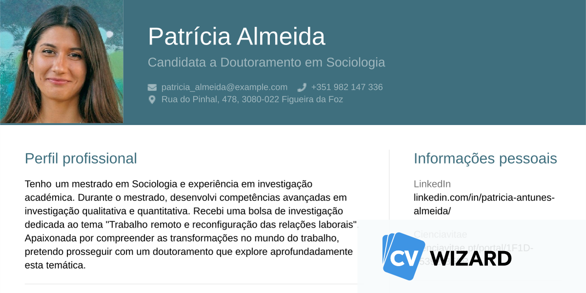 Exemplo de CV para estudante universitário - 2025 - CVwizard