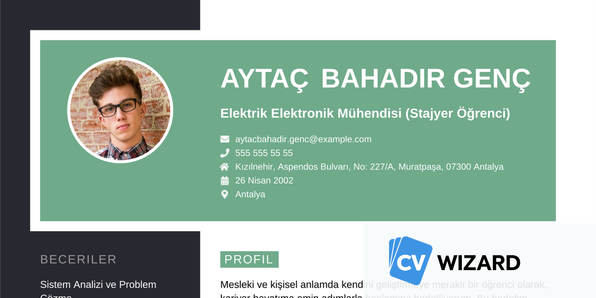 Stajyer CV Örnekleri - CVwizard