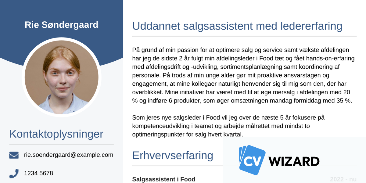 Salgsassistent CV-eksempel - CVwizard
